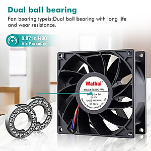 Wathai 92mm x 38mm 90mm Dual Ball 12V High Airflow Fan DC High Speed Pressure Cooling Fan