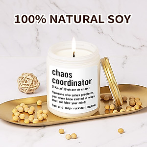 SINSUFUR Chaos Coordinator Gifts for Women Men, Appreciation Gifts for Coworker, Manager, Leader, Boss - Boss Lady Gifts for Women, 7oz Lavender Scented Candles