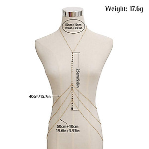 Cosydays Women Gold Belly Body Chain Rhinestone Chest Chains Beach Bikini Bra Chain (A-Rhinestone)