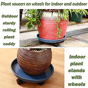 6 Packs Plant Caddy with Wheels 12" Plastic Rolling Plant Stands Heavy-Duty Plant Dolly with Casters Indoor and Outdoor Plant Roller Base Large Heavy Plant Pot Saucers with Wheels Plant Mover, Black