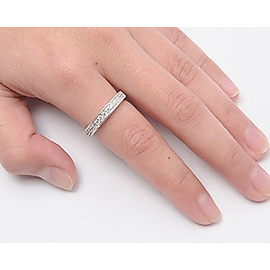 Wedding Band Stackable Clear CZ Wholesale Ring .925 Sterling Silver Size 8