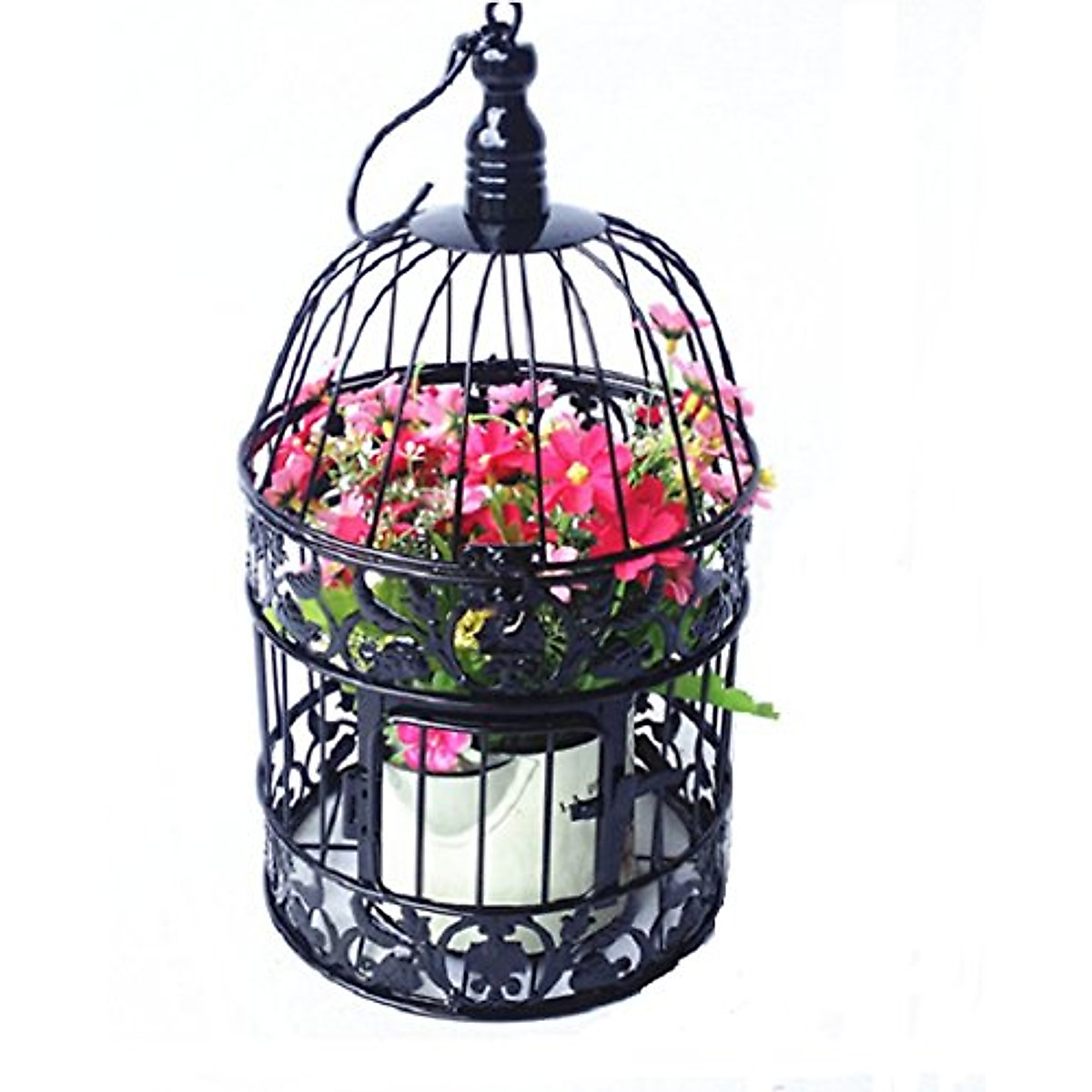 PET SHOW Round Birdcages Wedding Gift Cards Holder Metal Wall Hanging Bird Cage for Small Birds Party Indoor Ourdoor Decoration 10.6“ Black Pack of 1