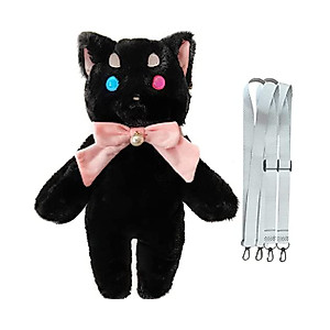 Cute Plush Kawaii Cat Backpack (Black)