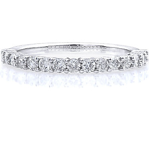 Kobelli Straight Diamond Band 1/2 carat (ctw) in 14kt Gold, White Gold, Size 5.5