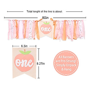 Sweet Peach Highchair Banner for 1st Birthday - Sweet Peach 1st Birthday Banner for Photo Booth Props and Backdrop Cake Smash,Best Sweet Peach Birthday Party Supplies (Sweet Peach One Birthday Banner)