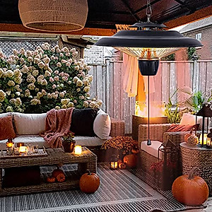 Outdoor Heaters for Patio Electric, 1500W Hanging Outdoor Patio Heater, Infrared Heater Outdoor with 2 Adjustable Mode, Outside Heater Porch Heater Garage Heater, IP34 Waterproof