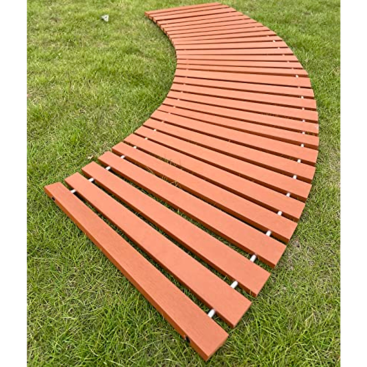 i frmmy Outdoor Roll Out Curved Pathway for Garden Walkway Weather Resistant, Made of PS Wood (4.6-6.5 ft Longx 18 inch Wide)