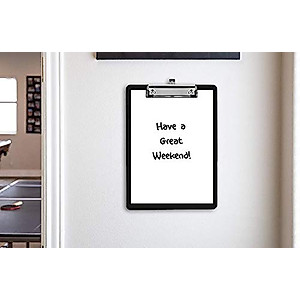 Black Plastic clipboards (Set of 6) Multipack - 12.5x9 Inch Black Clipboard with 100 Sheets Holding Capacity Low Profile Clip | Colored Acrylic Clip Boards in Bulk for Kids & Professionals