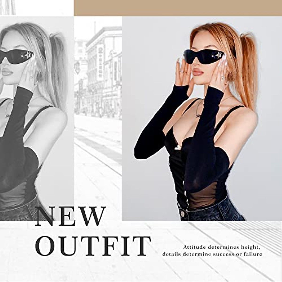 Eiuizah Y2k Sunglasses for Women Men Shield Wrap Around Fashion Sunglasses Trendy Oversized Frameless Sun Glasses