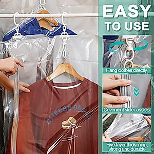 12 Pieces Hanging Vacuum Storage Bags with 2 Hand Pumps Vacuum Seal Garment Storage Bags Reusable Compression Bags for Clothes Storage and Closet Organizer, 3 Sizes S M L