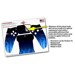 WraptorSkinz Skin Wrap compatible with Sony PS5 DualSense Controller Fire Blue (CONTROLLER NOT INCLUDED)