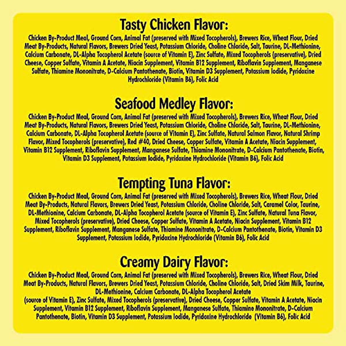 TEMPTATIONS Classic Crunchy and Soft Cat Treats Feline Favorite Variety Pack, 3 oz. Pouches,4 Count