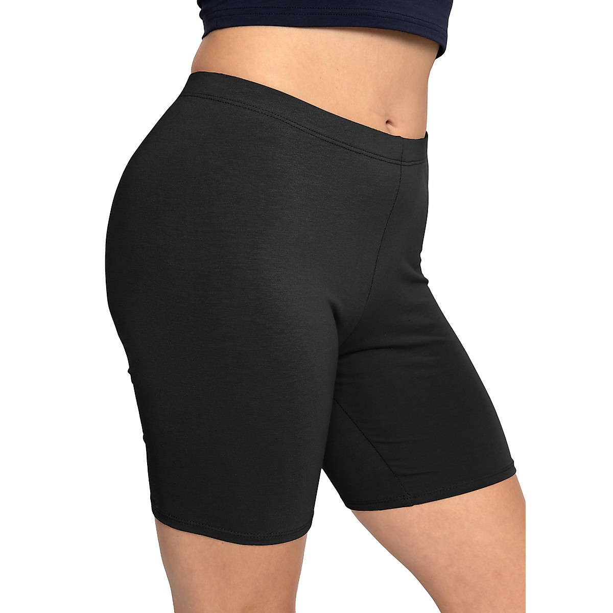 Womens Cotton Plus Size Biker Shorts Black 2X