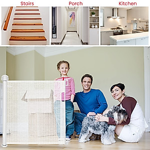 Cosagon Retractable Baby Gate,35" Tall,Extends to 59" Wide,Extra Wide Safety Gate,Mesh Pet Dog Gate for Stairs,Doorways,Hallways,Indoor/Outdoor (White)