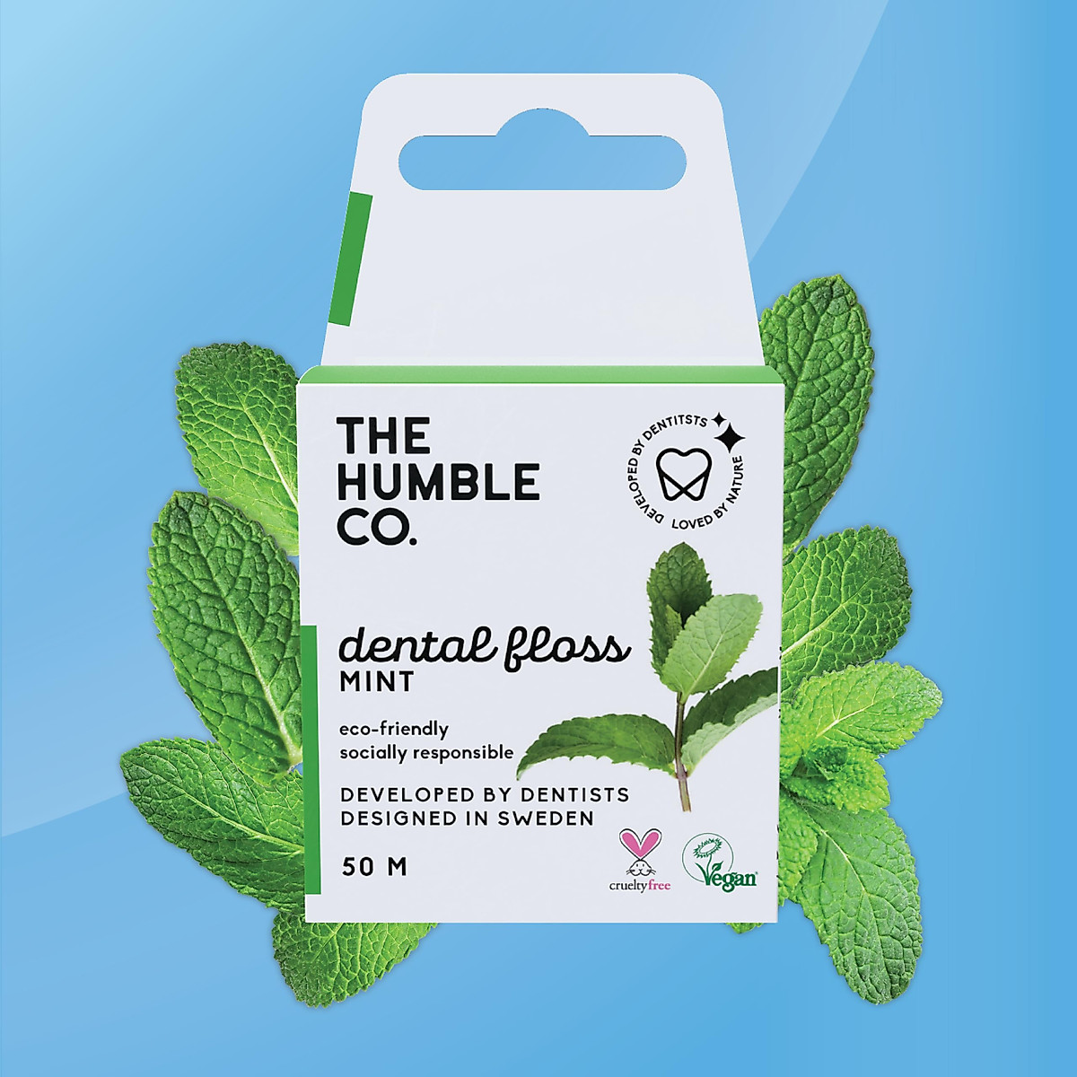 The Humble Co. Dental Floss (4pack) - Vegan, Waxed Dental Floss with Xylitol, 55 Yards of Adult and Kids Floss for Gum Care and Dental Care (Mint)
