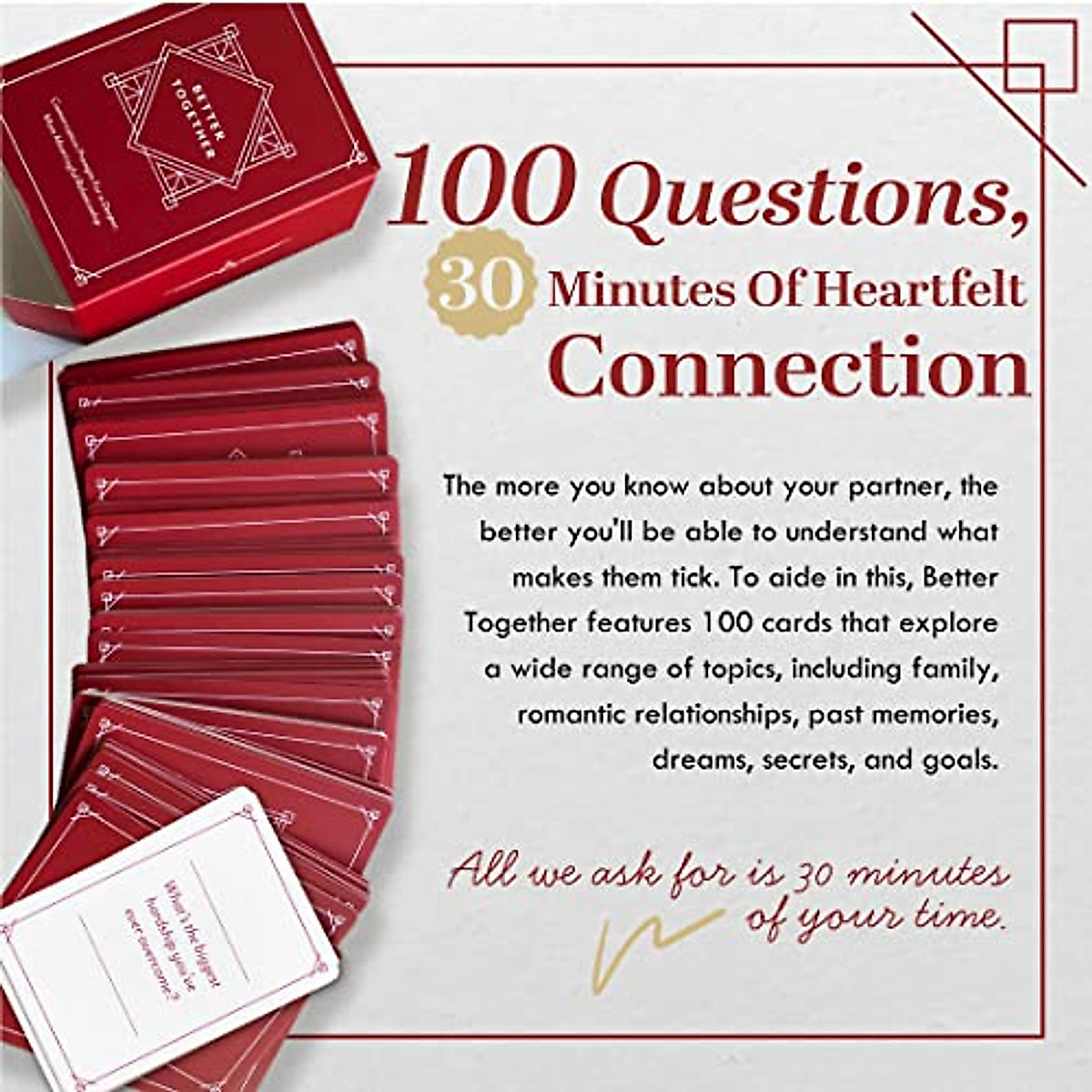 BETTER TOGETHER Couples Games Questions Card - Date Night 100 Fun Romantic Relationship Conversation Cards for Couple Game Gift - Adults were Really in Love Edition Activities Tonight Card Deck