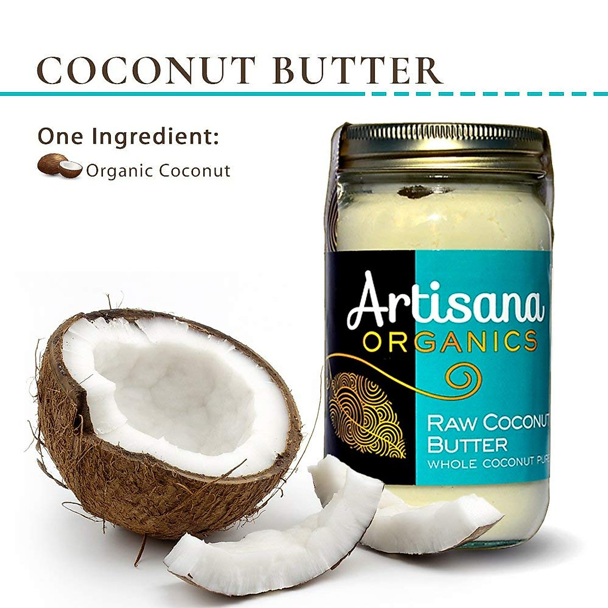 Artisana Organics Raw Coconut Butter, 14 oz | No Sugar Added, Paleo, Keto Snack, Vegan and Non GMO