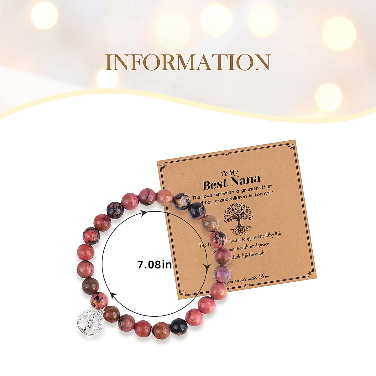 Nana Bracelet Grandma Bracelet Gifts for Grandma/Nana, Tree of life Natural Stone Bracelet for women，Grandma Birthday Gifts Nana Gifts