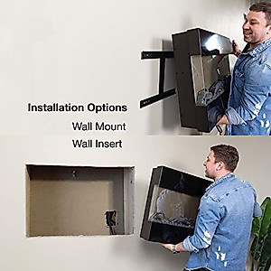 e-Flame USA Hampshire 36-inch Wall Mount/Wall Insert LED Electric Fireplace Heater with Timer - Realistic 3-D Logs and Fire Effect