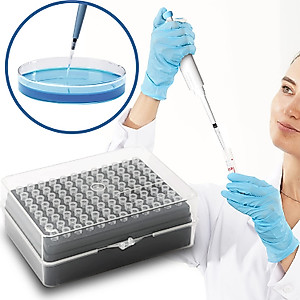 ONiLAB Scientific Universal 10ul Pipettor Tips Lab Transparent Liquid Pipettor Tips with Box Non-pyrogenic DNAse/RNAse Free Autoclavable 1 Rack 96 Tips (10ul, 96)