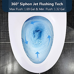 Zevemomo Tankless Smart Toilet with Bidet Built in, Approach Auto Open & Soft Close Lid, Foot Sensing, Heated Seat, Warm Water and Dry, Modern Toilet with Off-Seat Auto Flush, Remote Control, White