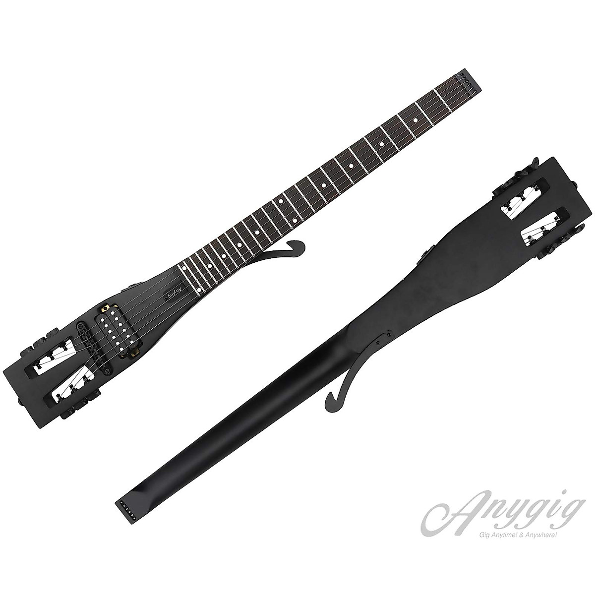 Anygig Electric Guitar Practice Portable Travel 82CM 1.6KG Black Matte 25.5" Full Scale with Gigbag Left Handed