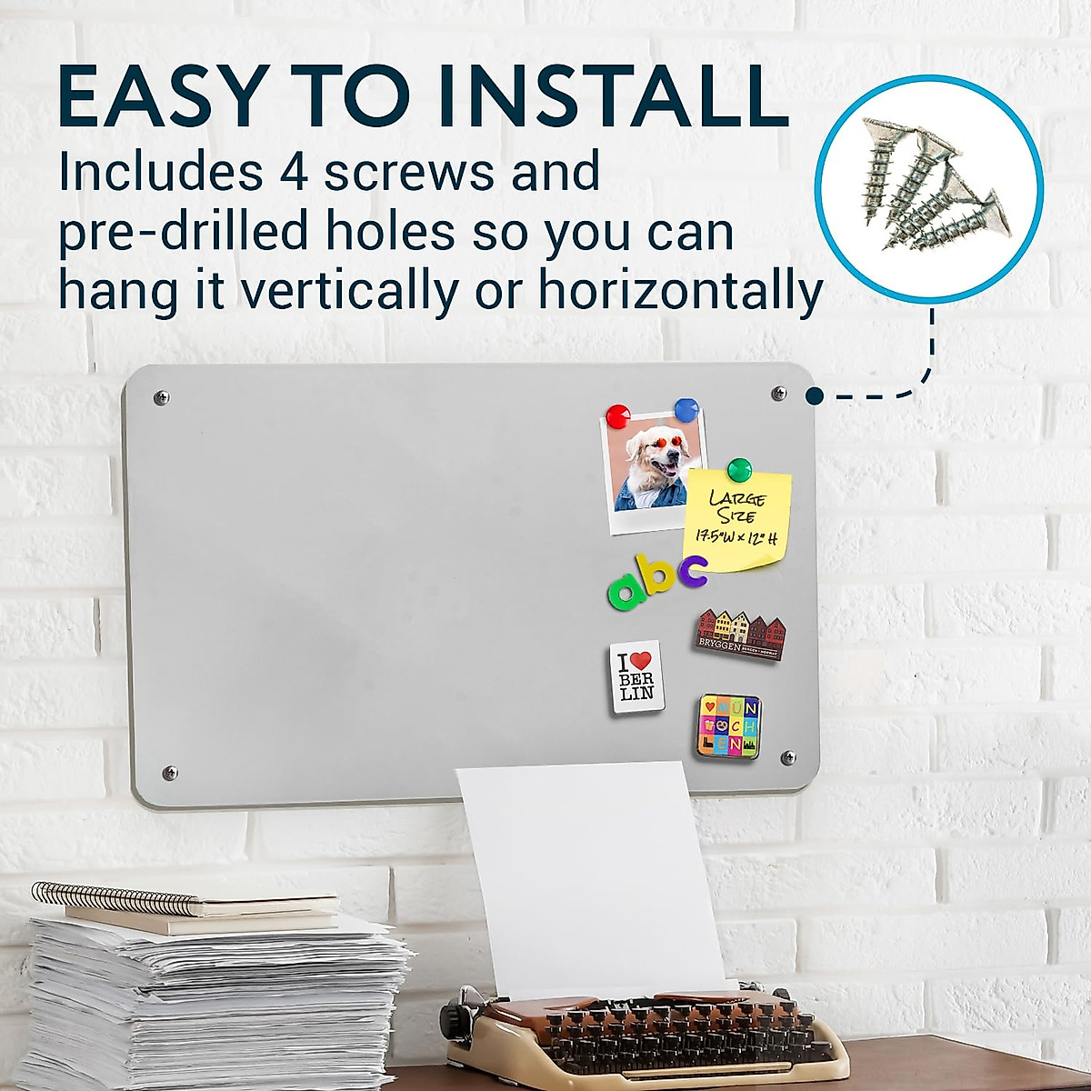 17.5" x 12" Magnetic Board - Great Magnet Bulletin Board to Display Magnetic Poetry, Spices, Notes, Photos and More - Ideal for The Wall, Refrigerator, Cubicle and More - by Impresa Products