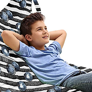Ambesonne Fruit Lounger Chair Bag, Natural Theme Fresh Blueberries Patterns Striped Background Watercolor Inspired, High Capacity Storage with Handle Container, Lounger Size, Multicolor