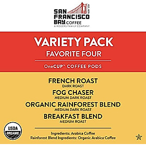 San Francisco Bay Compostable Coffee Pods - Original Variety Pack (80 Ct) K Cup Compatible including Keurig 2.0, French, Breakfast, Fog, Organic Rainforest