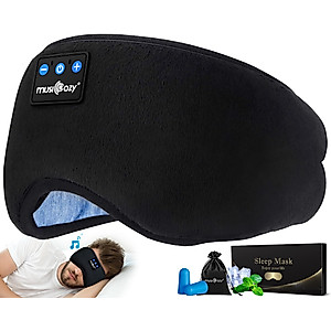 MUSICOZY Sleep Headphones Bluetooth 5.2 Headband Sleeping Headphones Sleep Mask, Wireless Music Eye Mask Sleep Earbuds for Side Sleeper Men Women Cool Tech Gadget Unique Gift Office Travel, Pack of 2