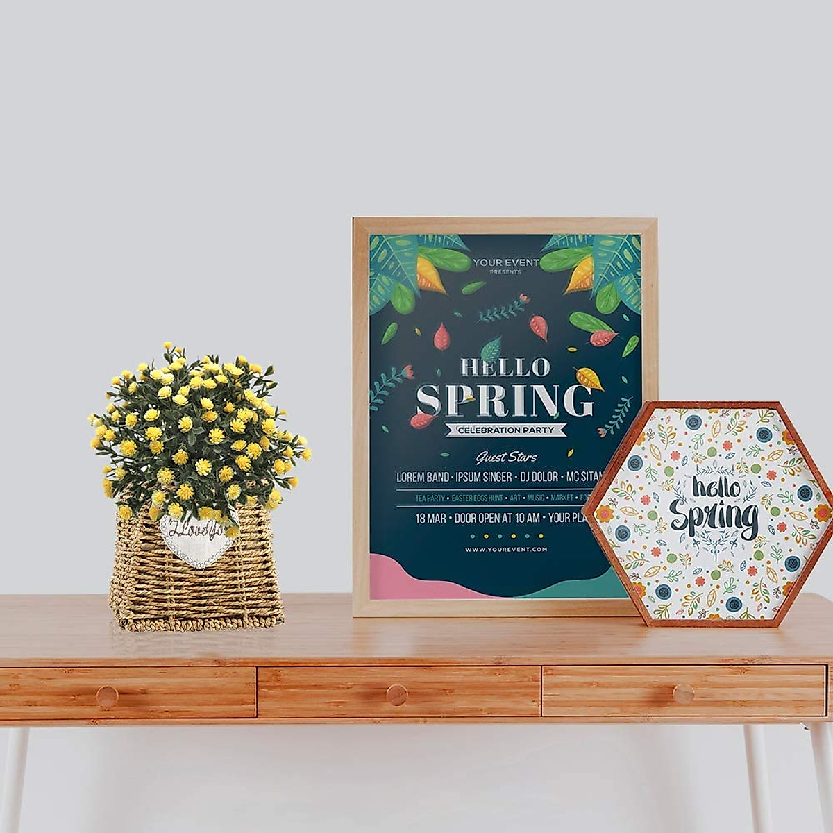 LoveniMen Artificial Mini Flowers, Gypsophila Plastic Plants Fake Flowers Wedding Bridal Bouquet Party Indoor Outdoor DIY Home Garden Verandah Corridor Table Arrangements Decoration Yellow - 20 pcs