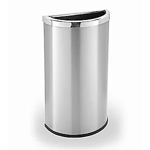 Commercial Zone Waste Container, Stainless Steel, 8 Gallon - Half Moon