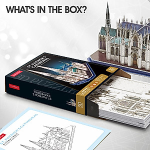 CubicFun 3D Puzzles for Adults St. Patrick's Cathedral Model Kits, New York Architecture Puzzles for Adults Building Toys for Kids Ages 8+, 117 Pieces with Booklet Easter Gifts Valentine's Day Gift