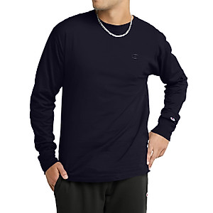 Champion, Classic Long Sleeve, Comfortable, Soft T-Shirt for Men (Reg. or Big & Tall), Navy, Large