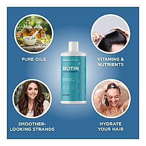 Extra Strength Biotin Shampoo and Conditioner - Volumizing Shampoo and Conditioner Set for Dry Damaged Hair - Moisturizing Biotin Collagen Hair Conditioner and Sulfate Free Shampoo for Thinning Hair
