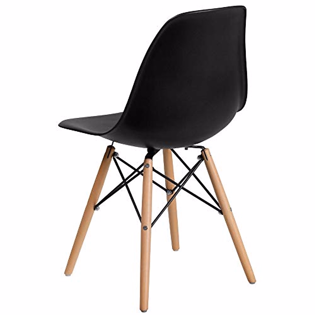 Flash Furniture Elon Series Black Plastic Chair with Wooden Legs