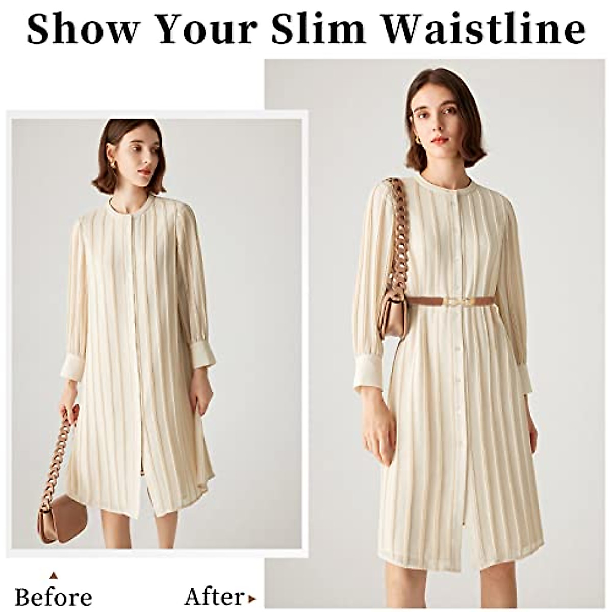 JASGOOD Women Skinny Elastic Belt for Dresses,Thin Retro Stretch Waist Belt with Golden Buckle 2 Pack,Black+Brown,Fit waist size 28-32 inch