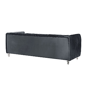 Iconic Home Kent Elegant Velvet Modern Contemporary Plush Cushion Seat Round Acrylic Feet Sofa, Grey