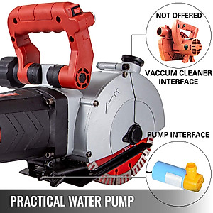 VEVOR Wall Chaser, 5800W Slotting Machine with Laser Guide 6800rpm, Max Groove Depth and Width 2" x 1.5", Concrete Grooving Cutting Machine with 8 Saw Blades and Water Pump