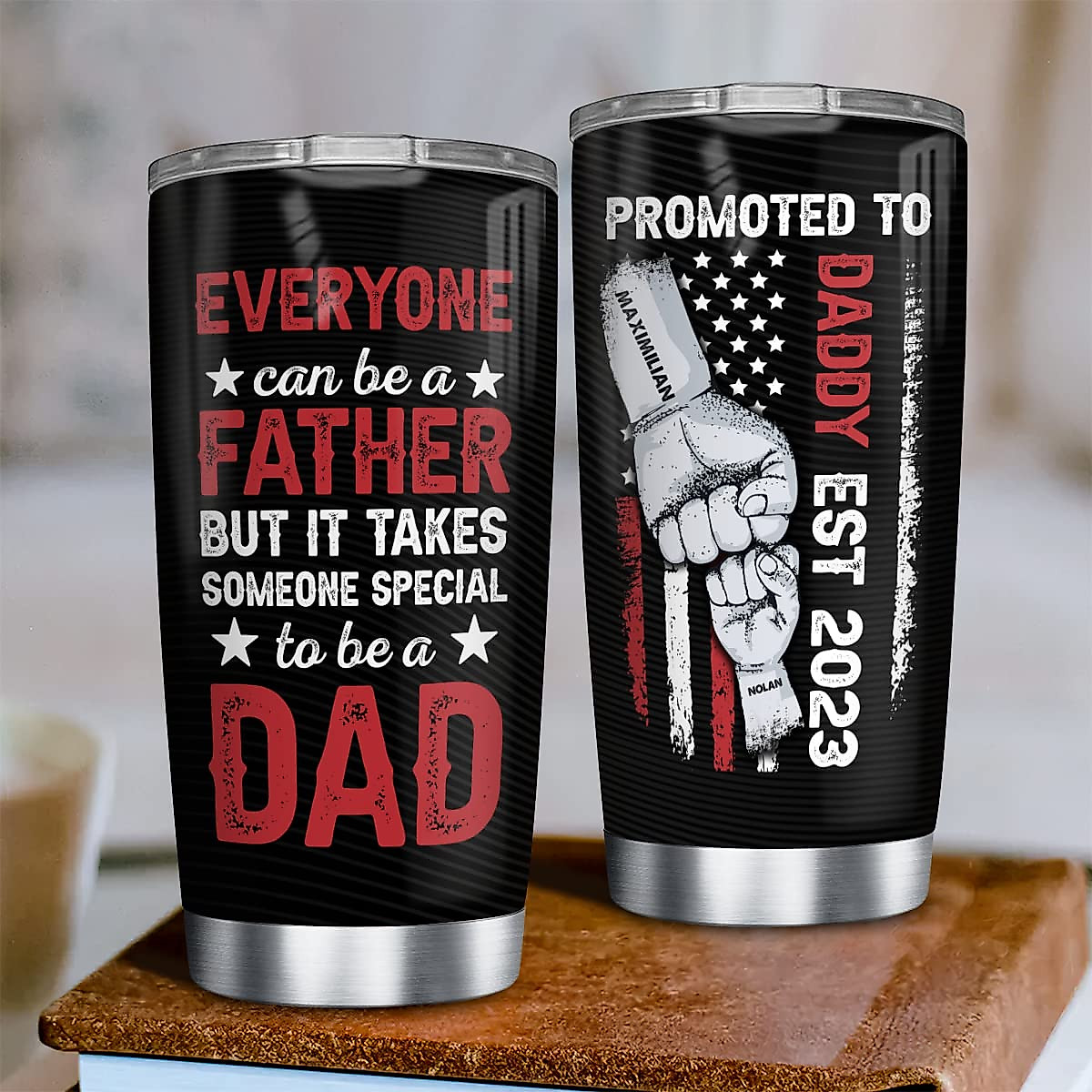 wowcugi Personalized New Dad Gifts For Promoted To Father Tumbler Coffee Travel Mug Expecting Gifts For Men Birthday Husband Cup Gift