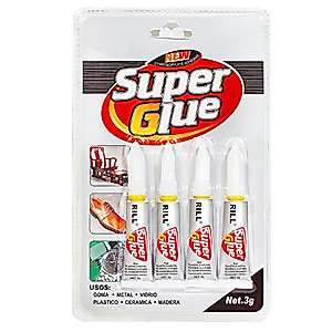 Super Glue Gel, Superglue Single Use Minis Strong Glue, Quick Dry Clear Super Glue for Plastic, Metal, Ceramic, Wood, Glass, Rubber (Four 3 Gram Tubes)