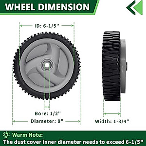 2 Pack Mower Front Drive Wheels for Craftsman Husqvarna 194231X460 401274X460 583719501 Wheel 8" X1-3/4