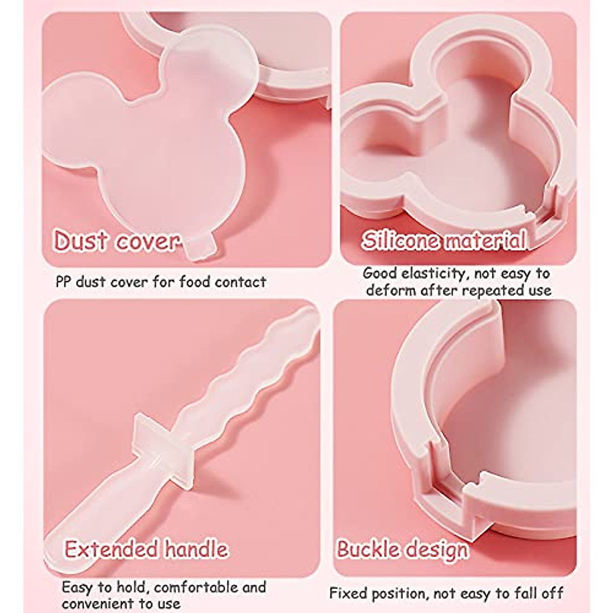 Silicone Popsicle Molds, Cute Ice Pop Molds Reusable Cake Pop Mold Set with Lid Popsicle Sticks, Easy Release BPA Free Cartoon Ice Cream Mold for Kids