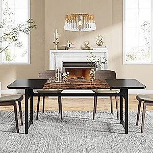 Tribesigns Dining Table for 6 People, 70.87" Long Dining Room Table with Heavy Duty Metal Frame, Industrial Rectangle Kitchen Table for Kitchen, Dining Room, Rustic Brown/Black