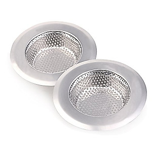 NHSUNRAY 2pcs Stainless Steel Kitchen Sink Strainer Heavy-Duty Drain Filter Fit for Drain Filter for Kitchen Bathroom Basin Laundry Stop Hair Disposal Waste