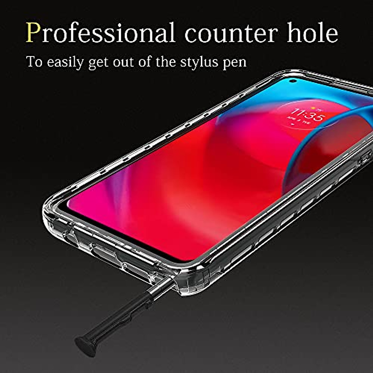 AMENQ for Moto G Stylus 5G Case, Moto G Stylus 5G Case Clear, Heavy Duty Protection with Rugged PC and Silicone TPU Bumper Front Cover for Motorola XT2131DL (Clear)