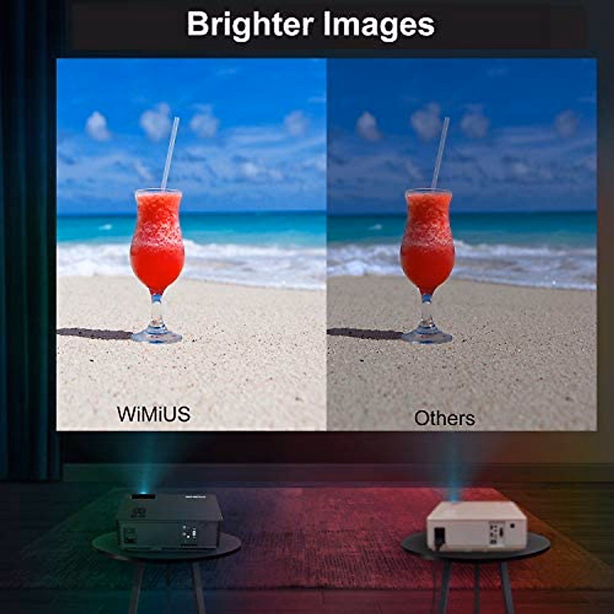 5G WiFi Projector, WiMiUS New K3 Video Projector 10000:1 Contrast Support 300'' Screen 4K Compatible with USB HDMI VGA AV for PC PS4 Fire TV Stick Smartphones