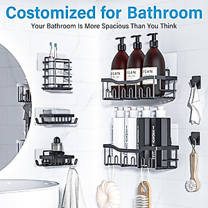 Vertdens 7 Pack Shower Caddy Shelf Organizer Rack，Adhesive Shower Caddy， Adhesive Shower Caddy Organizer Shelves Rack, Shower Shelves， Applicable to for Home Décor and Bathroom Storage