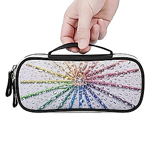 Funny Color Pencils Through The Glass Printed Pencil Case Bag Stationery Pouch with Handle Portable Makeup Bag Desk Organizer