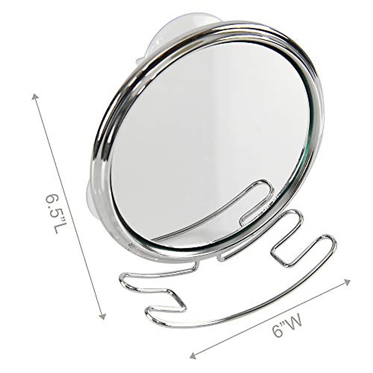 Home-X Small Fogless Suction-Cup Mirror, Shower Mirror, Shaving Mirror with Razor Holder for Shower, 6 ½" L x 6" W x 2 ½" H, Chrome